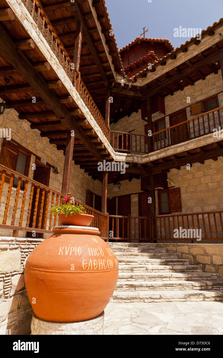 Cyprus - Courtyard of the Panagia Amasgous Monastery Stock Photo - Alamy