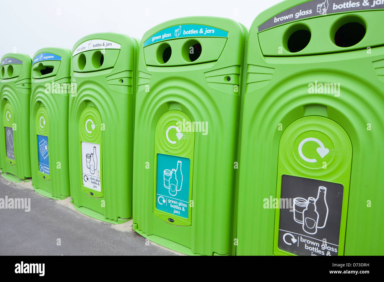 Recycling Bins, Weymouth, Dorset, England, UK Stock Photo - Alamy