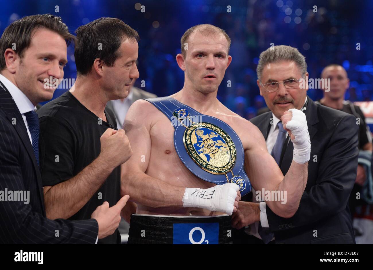The German European boxing champion Juergen Braehmer (2-R) celebrates ...