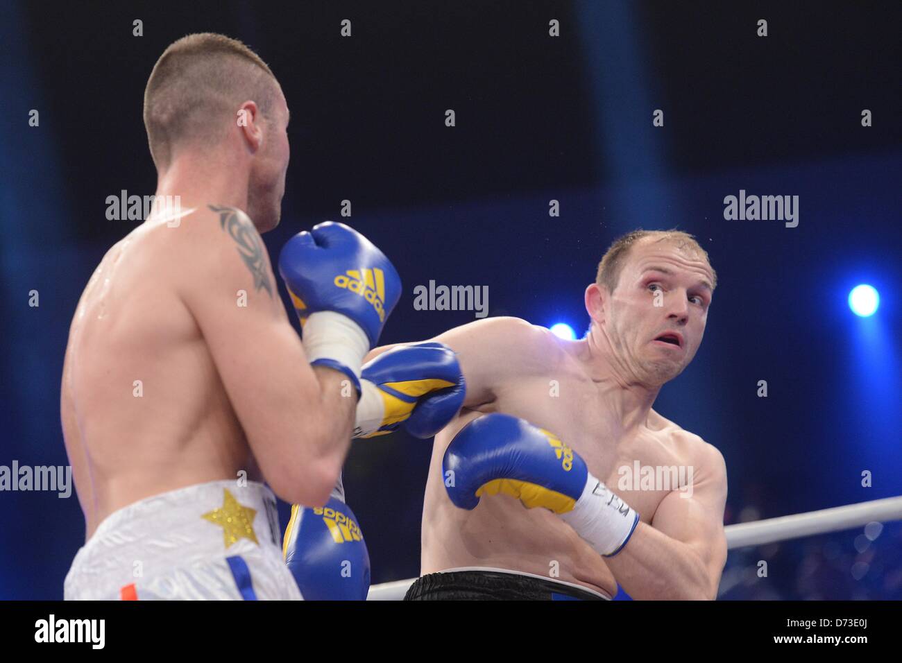 The German European boxing champion Juergen Braehmer (R) in action ...