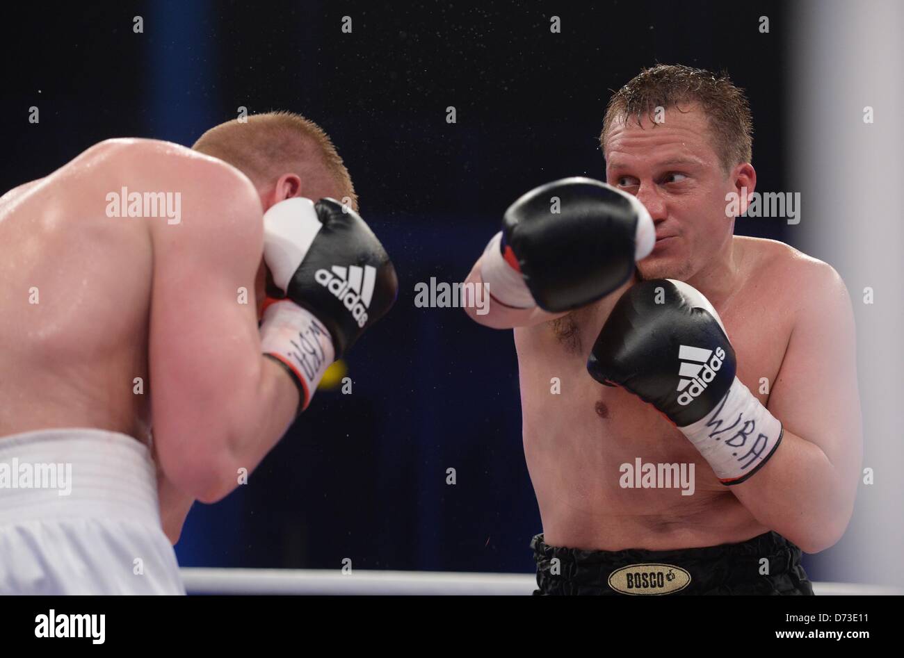 German boxer Dustin Dirks (L) in action against Ukraine boxer Oleksandr ...