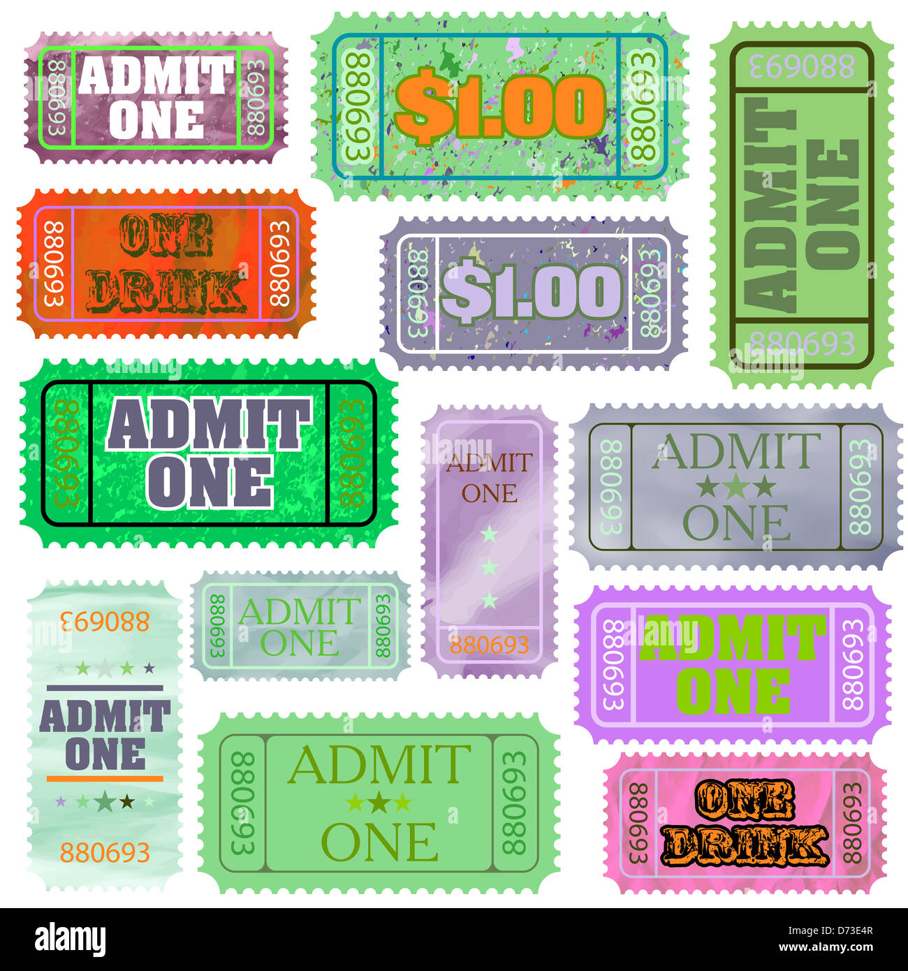 Set of ticket admit one Stock Photo - Alamy