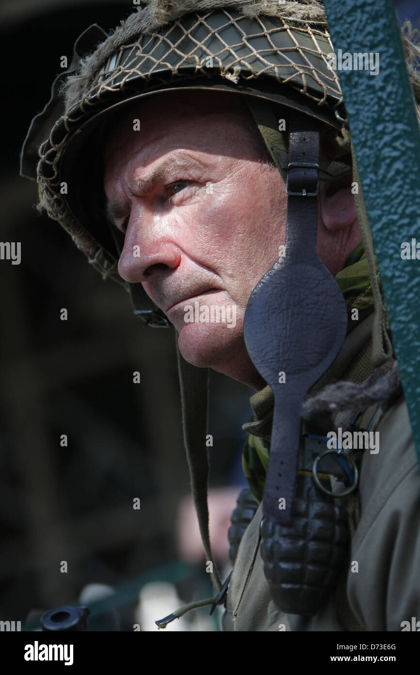 Enthusiasts in period costume at 1940's military reenactment at ...