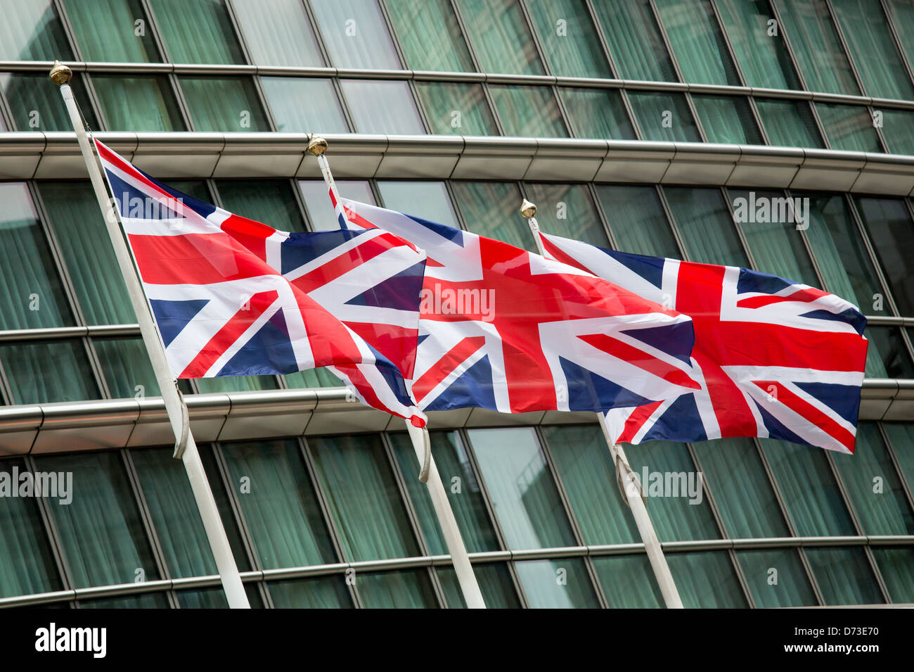London, Great Britain, the Union Jack at West India Quay Stock Photo ...