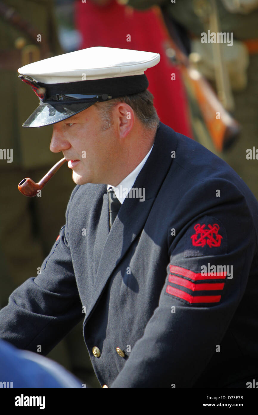 Enthusiasts in period costume at 1940's military reenactment at ...