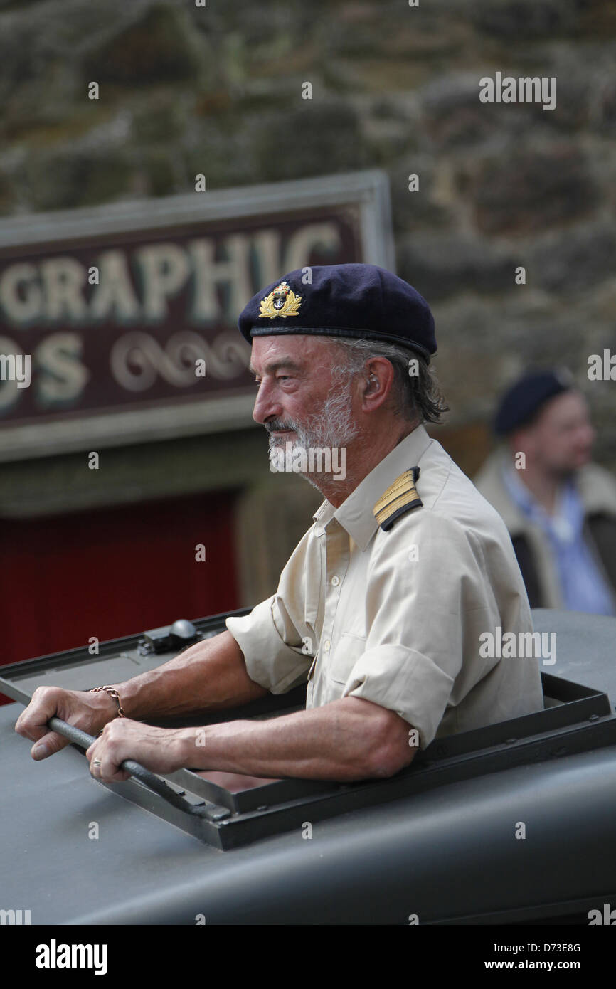 Enthusiasts in period costume at 1940's military reenactment at ...