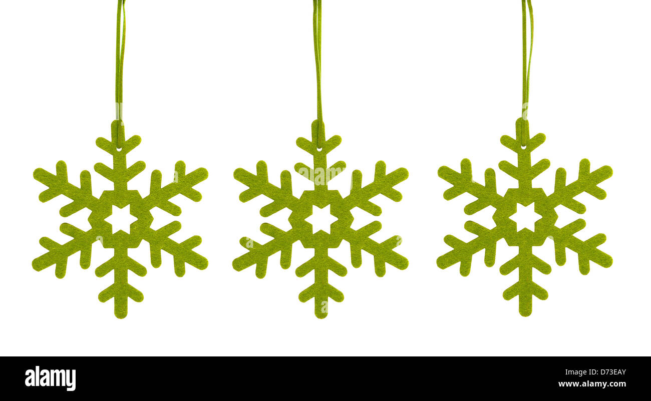 Green Snowflakes for Christmas Tree Stock Photo - Alamy