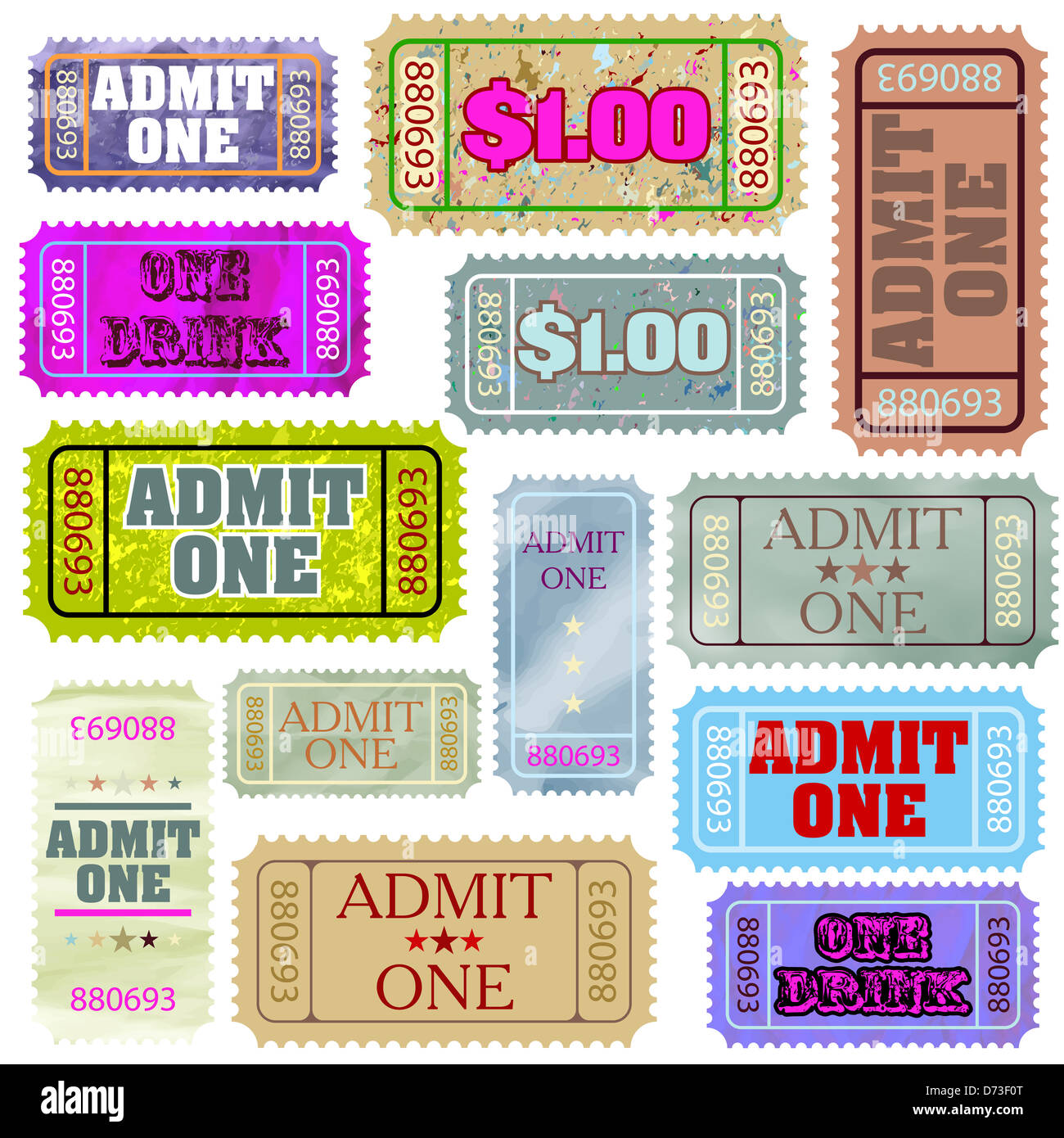 Ticket admit one isolated on hi-res stock photography and images - Alamy