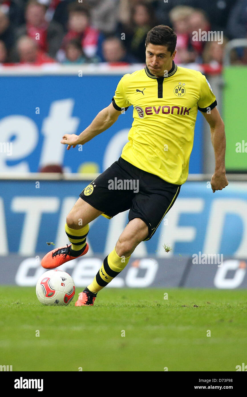 Dortmund's player Robert Lewandowski controls the ball during the ...
