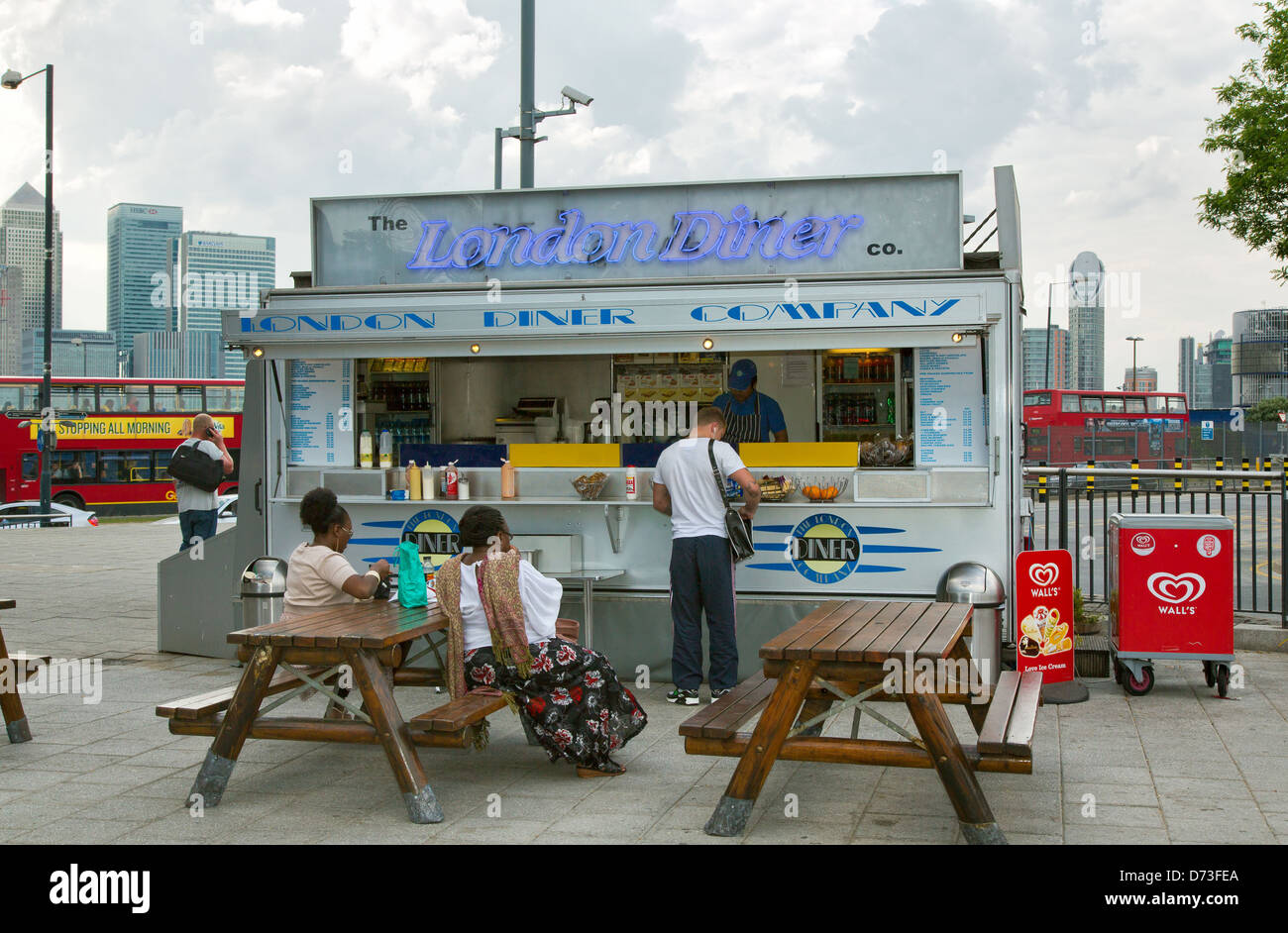 London, United Kingdom, London diner, snack bar on Greenwich Peninsula ...