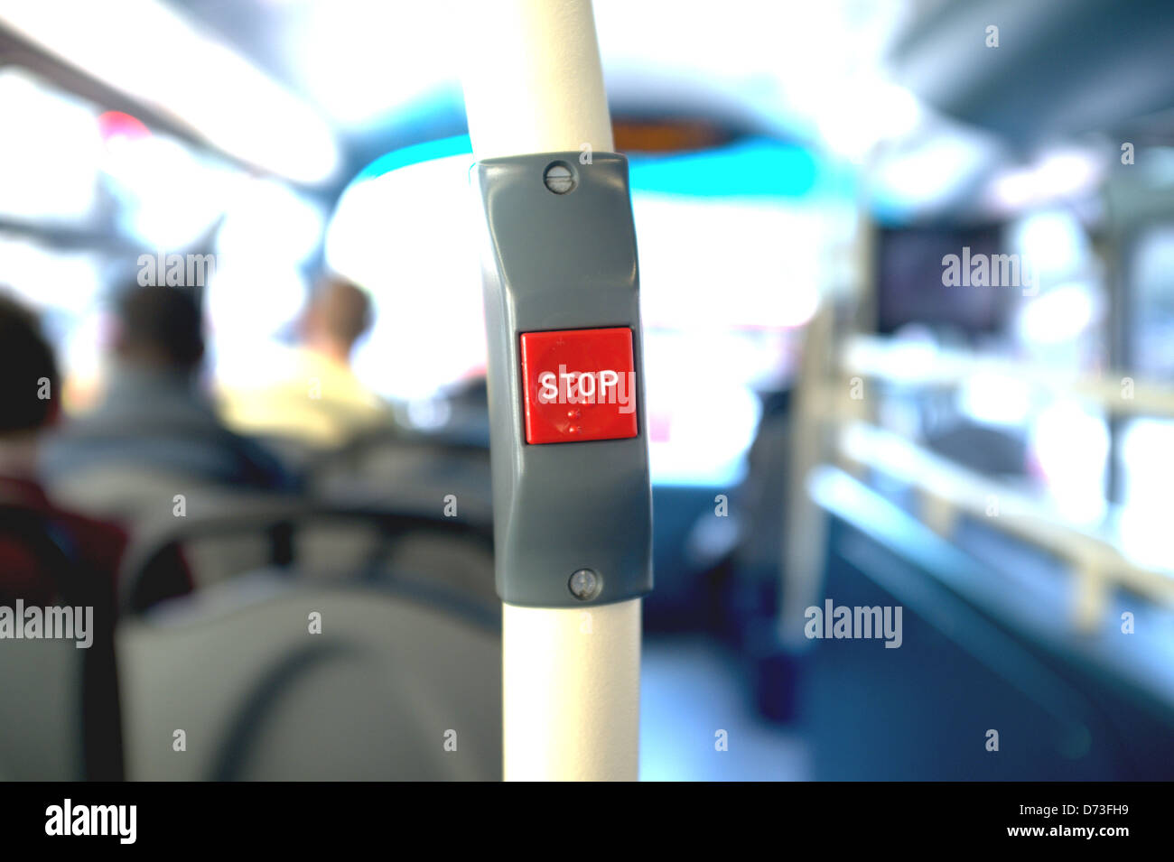 Stop button in a bus Stock Photo - Alamy