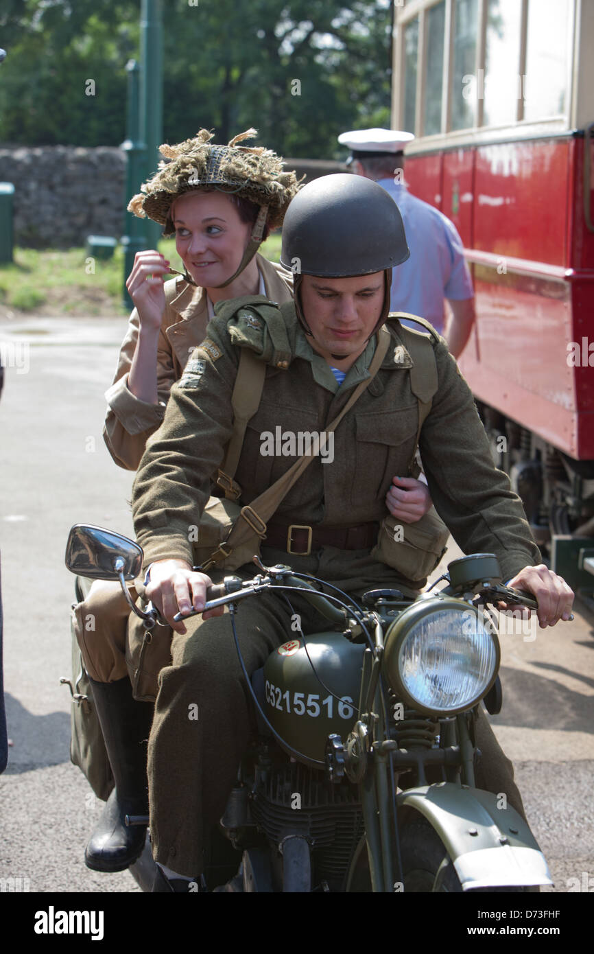 Enthusiasts in period costume at 1940's military reenactment at ...