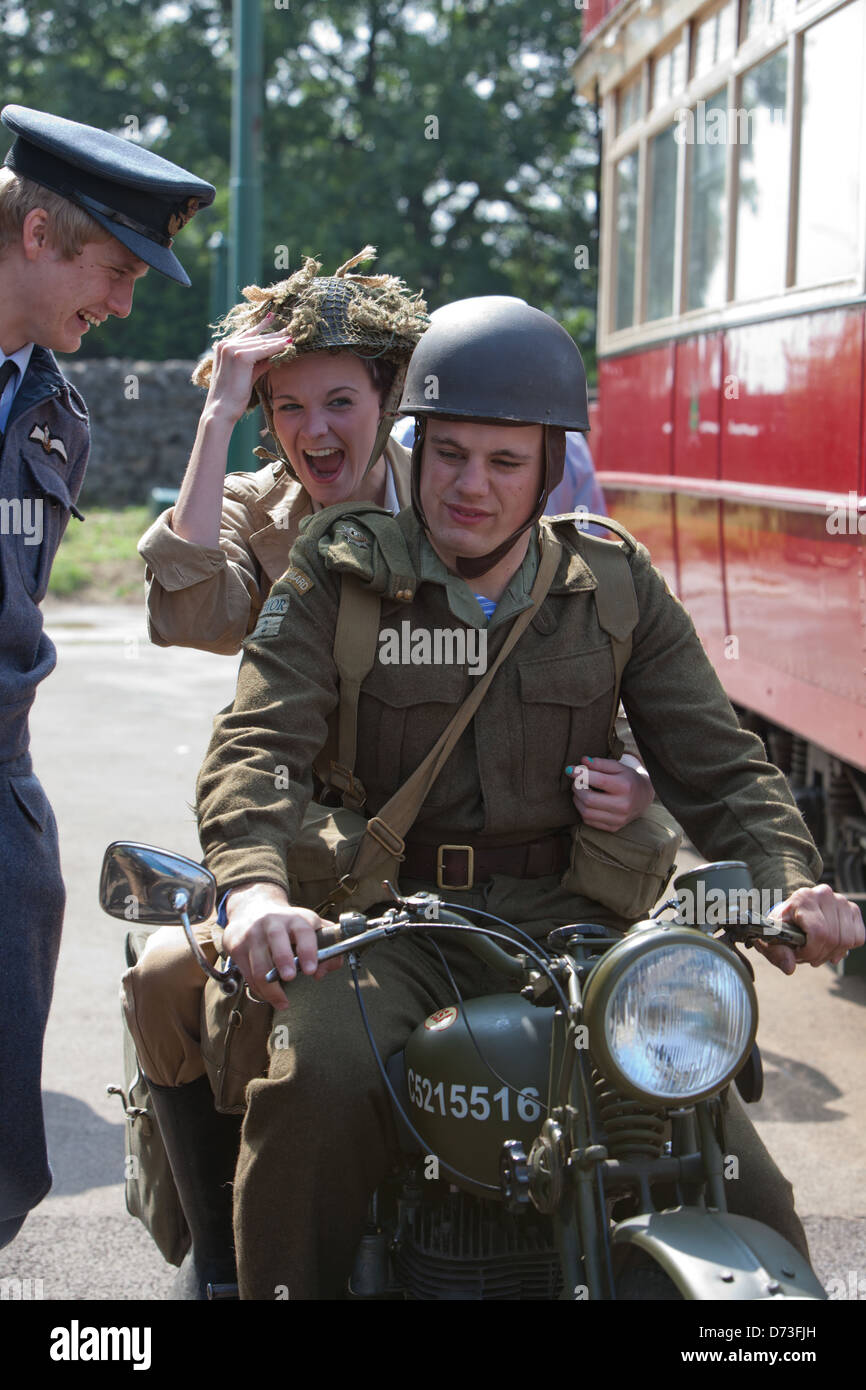 Enthusiasts in period costume at 1940's military reenactment at ...