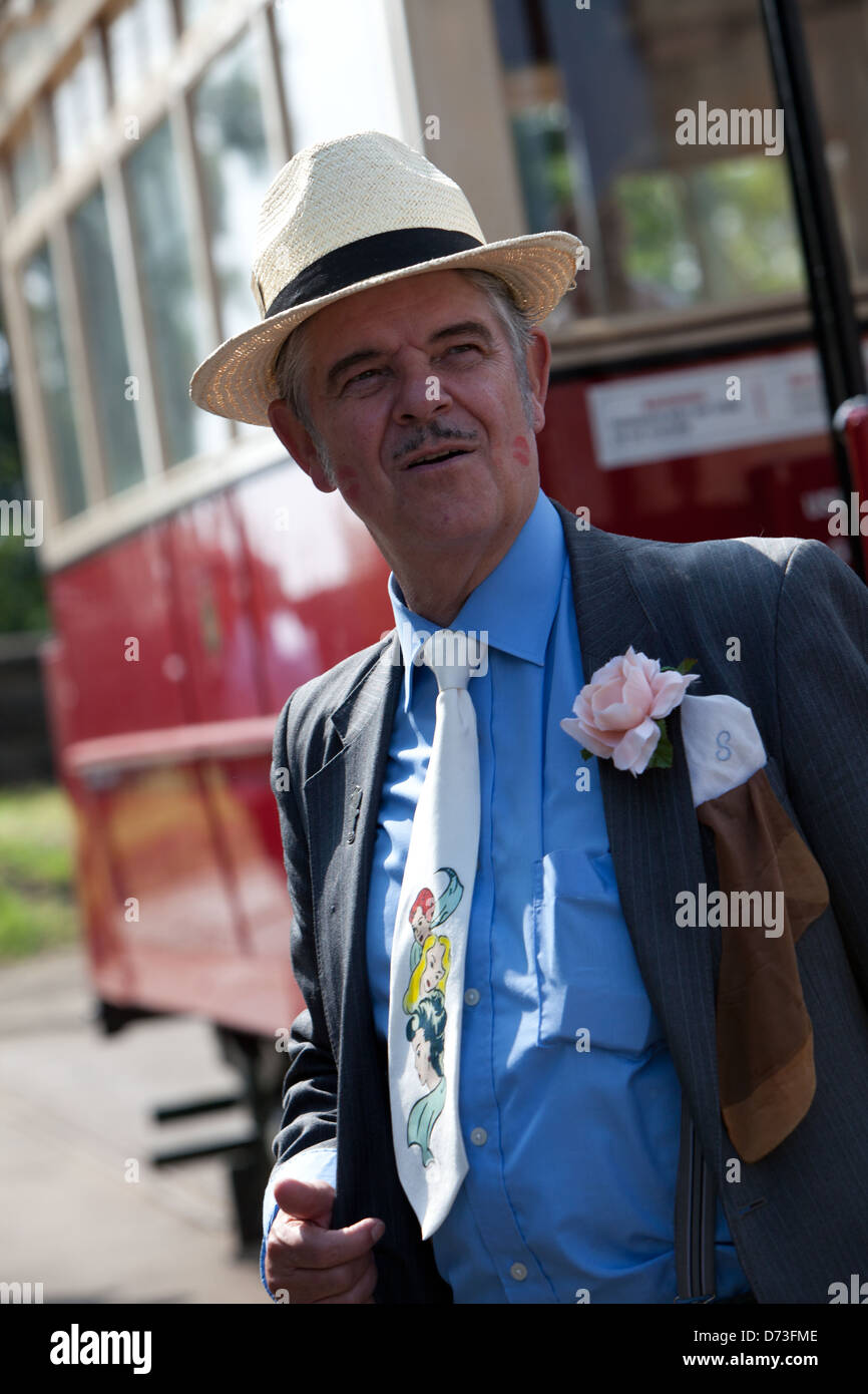 Enthusiasts in period costume at 1940's military reenactment at ...