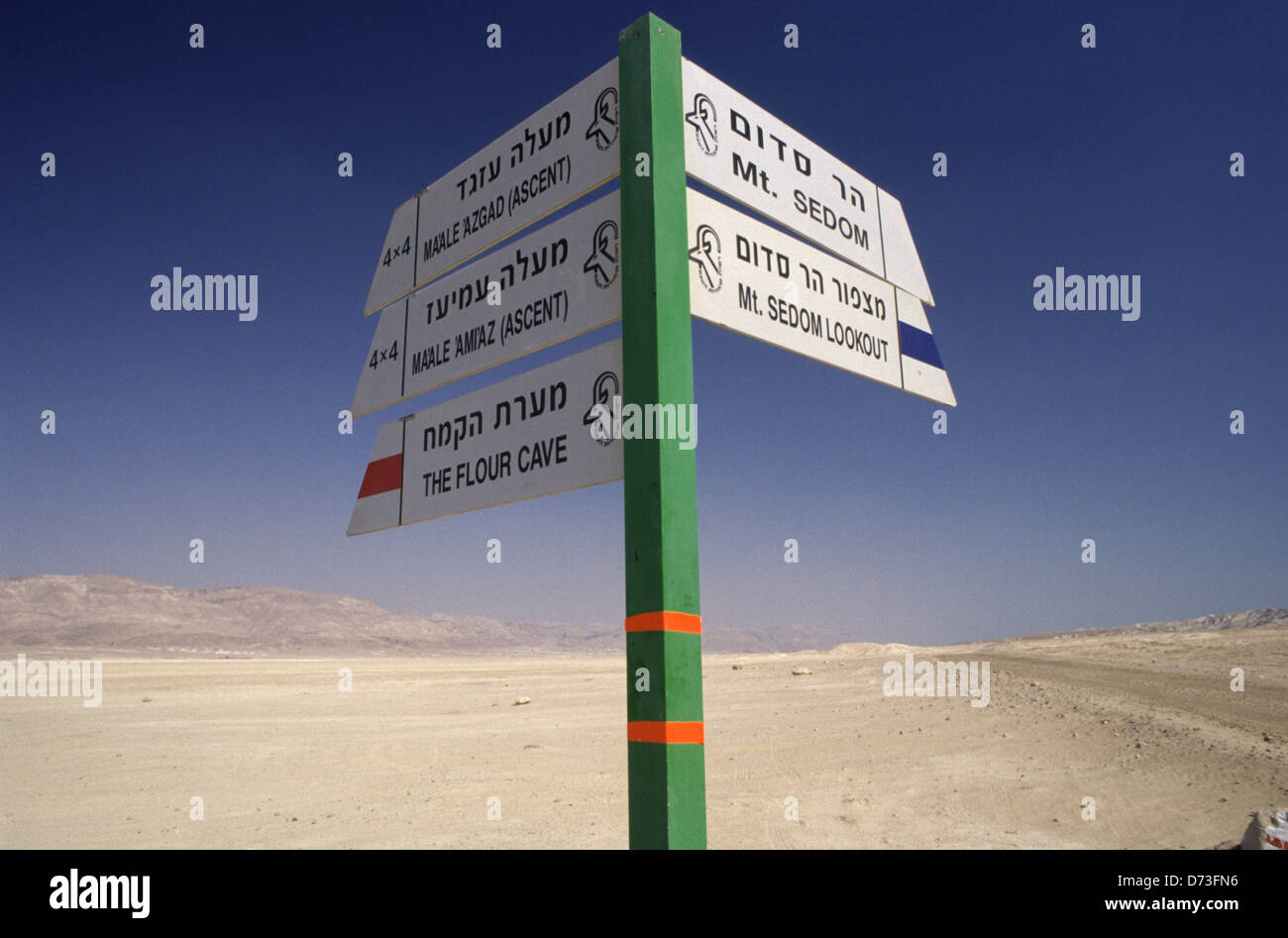 A road sign indicating nature reserve spots at Sedom area Judaean or ...