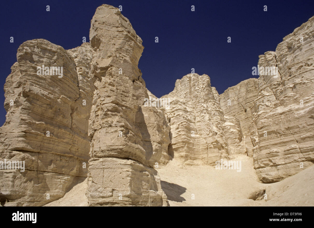 Sandstone ravine at Sodom on the shore of the Dead Sea in the Judaean ...