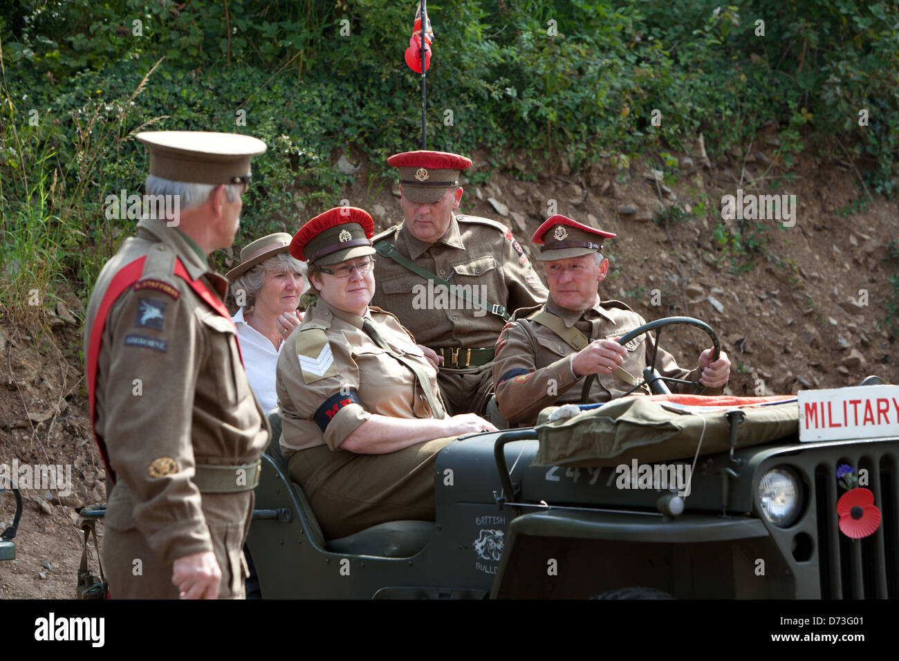 Enthusiasts in period costume at 1940's military reenactment at ...