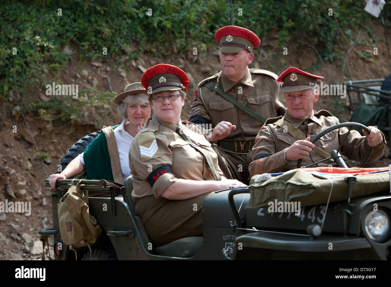Enthusiasts in period costume at 1940's military reenactment at ...