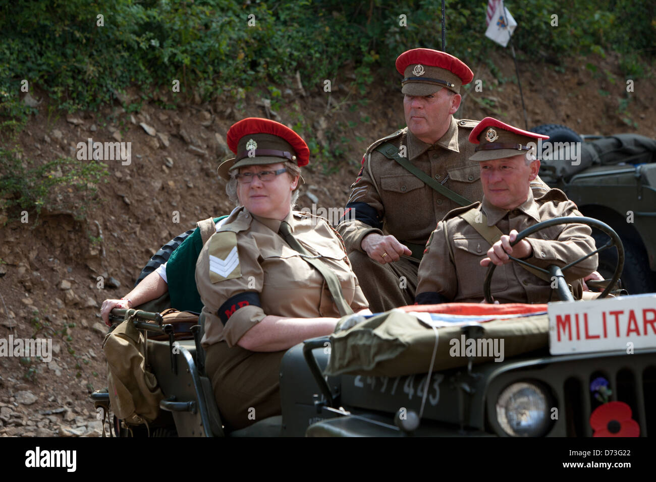 Enthusiasts in period costume at 1940's military reenactment at ...