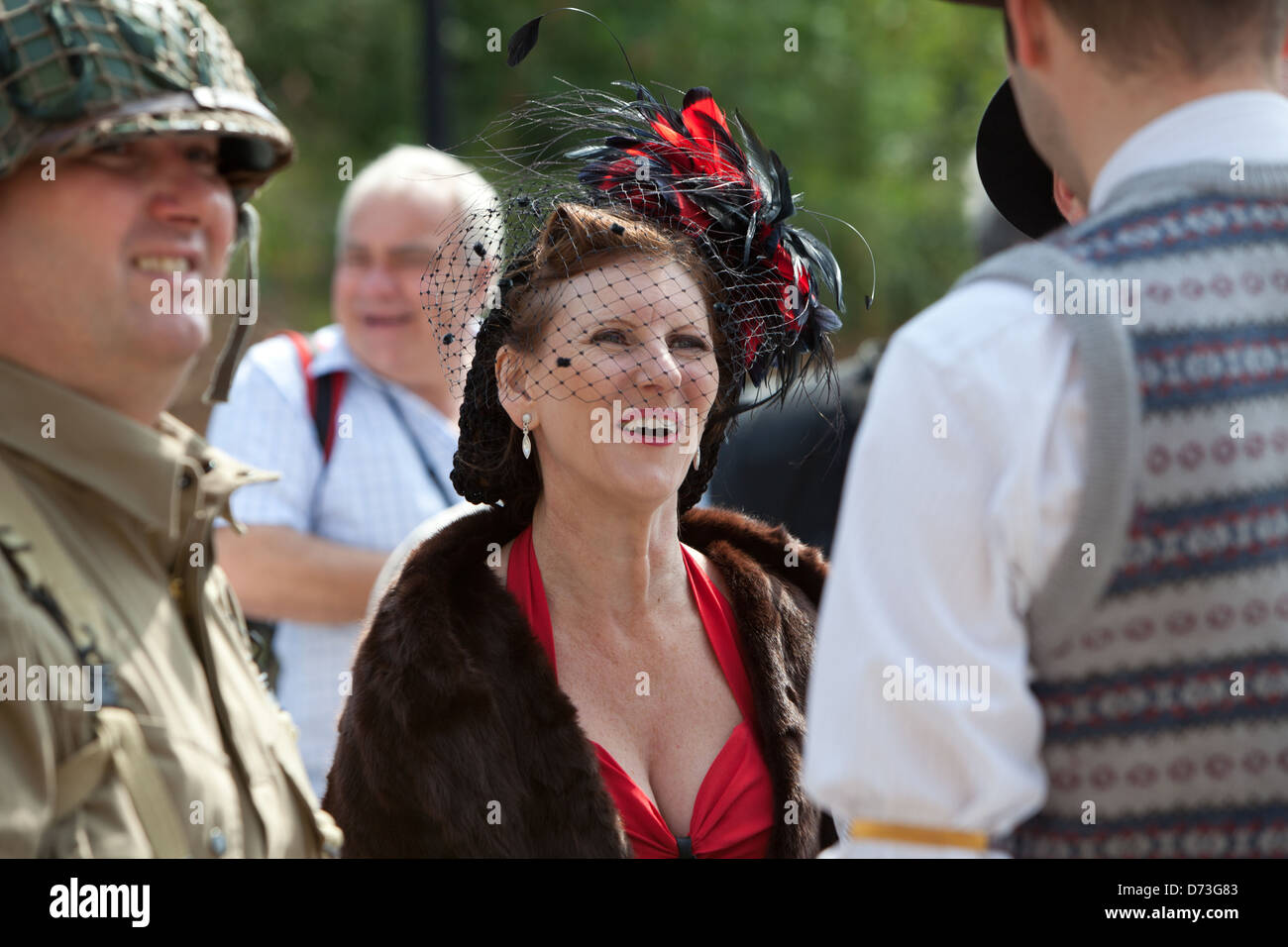 Enthusiasts in period costume at 1940's military reenactment at ...