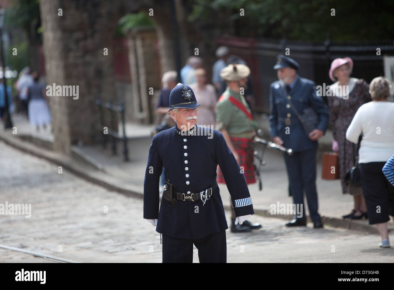 Enthusiasts in period costume at 1940's military reenactment at ...