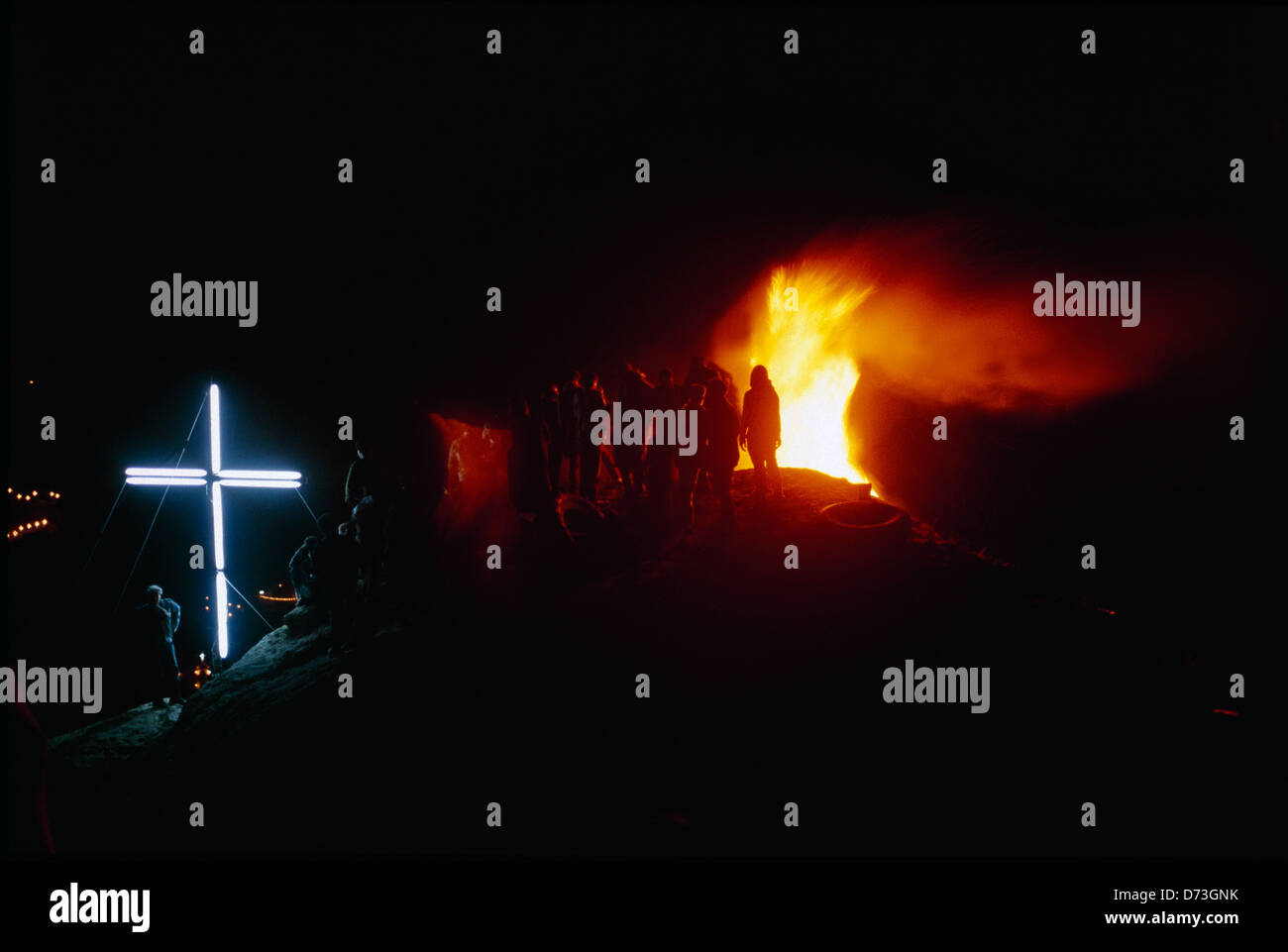 A night scene in Maaloula, during Exaltation of the Cross, where ...