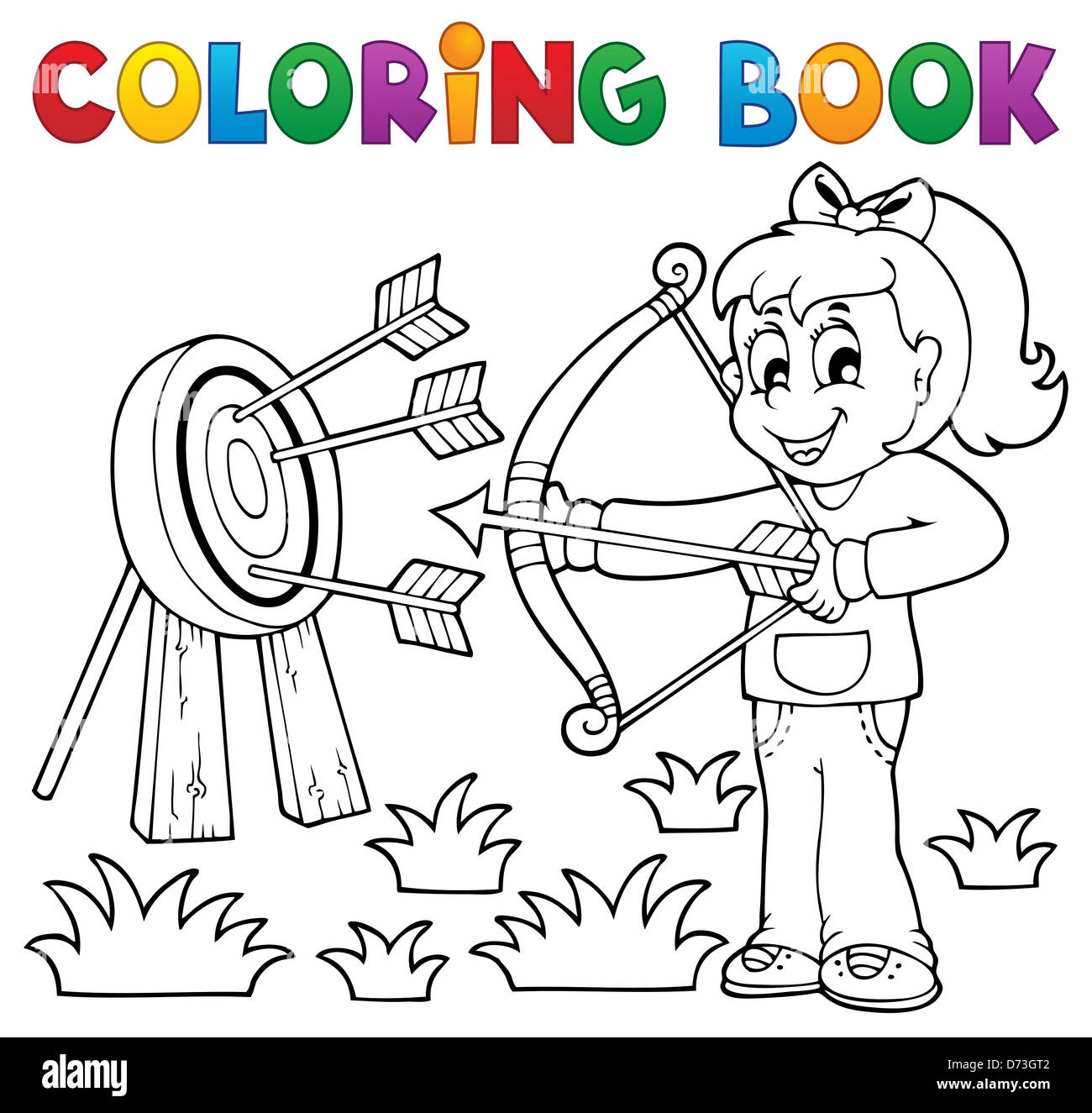 Coloring book kids play theme 3 - picture illustration Stock Photo - Alamy
