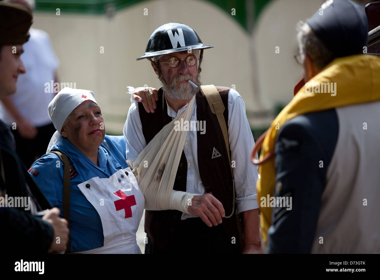 Enthusiasts in period costume at 1940's military reenactment at ...