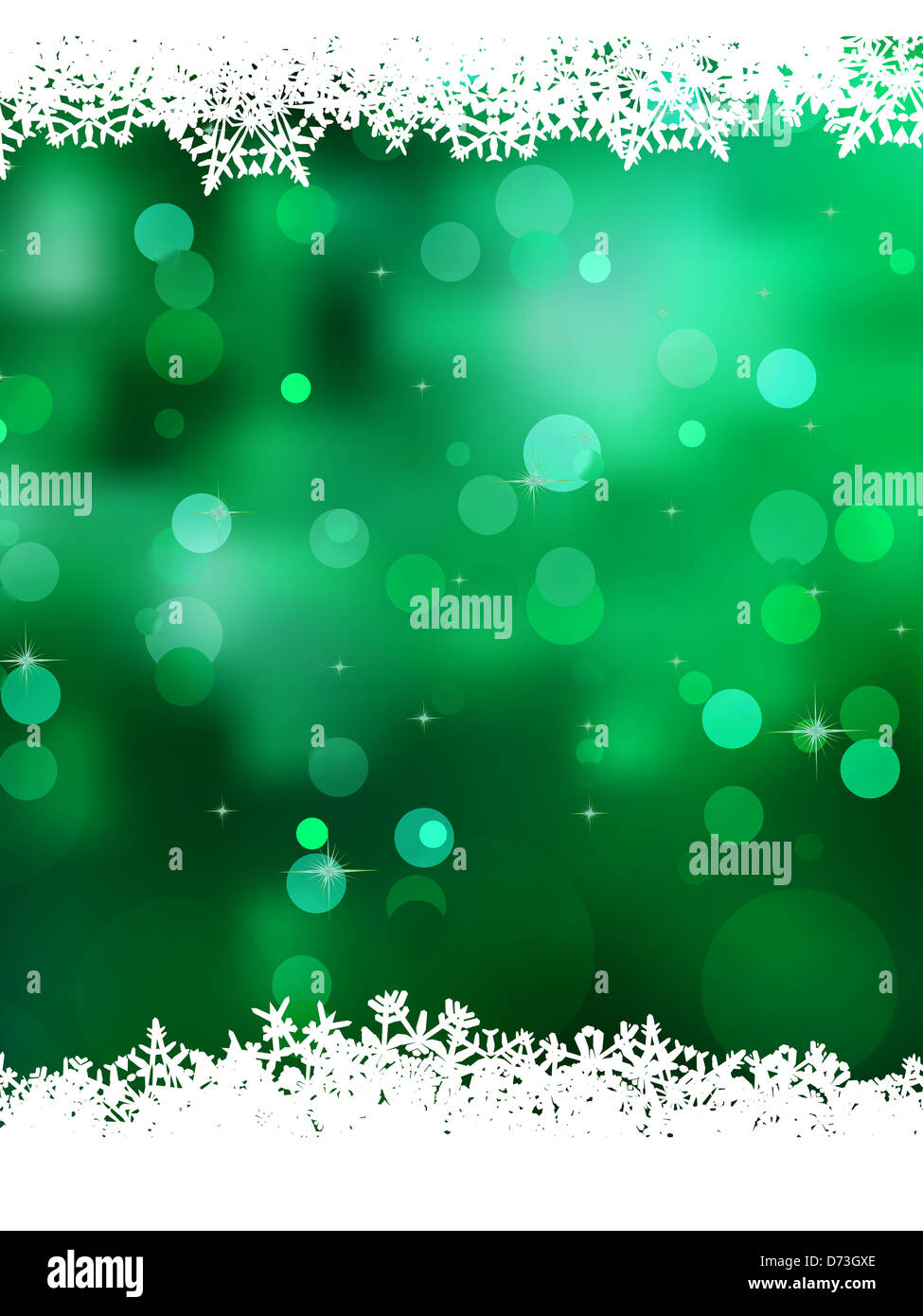 Green background with snowflakes Stock Photo - Alamy