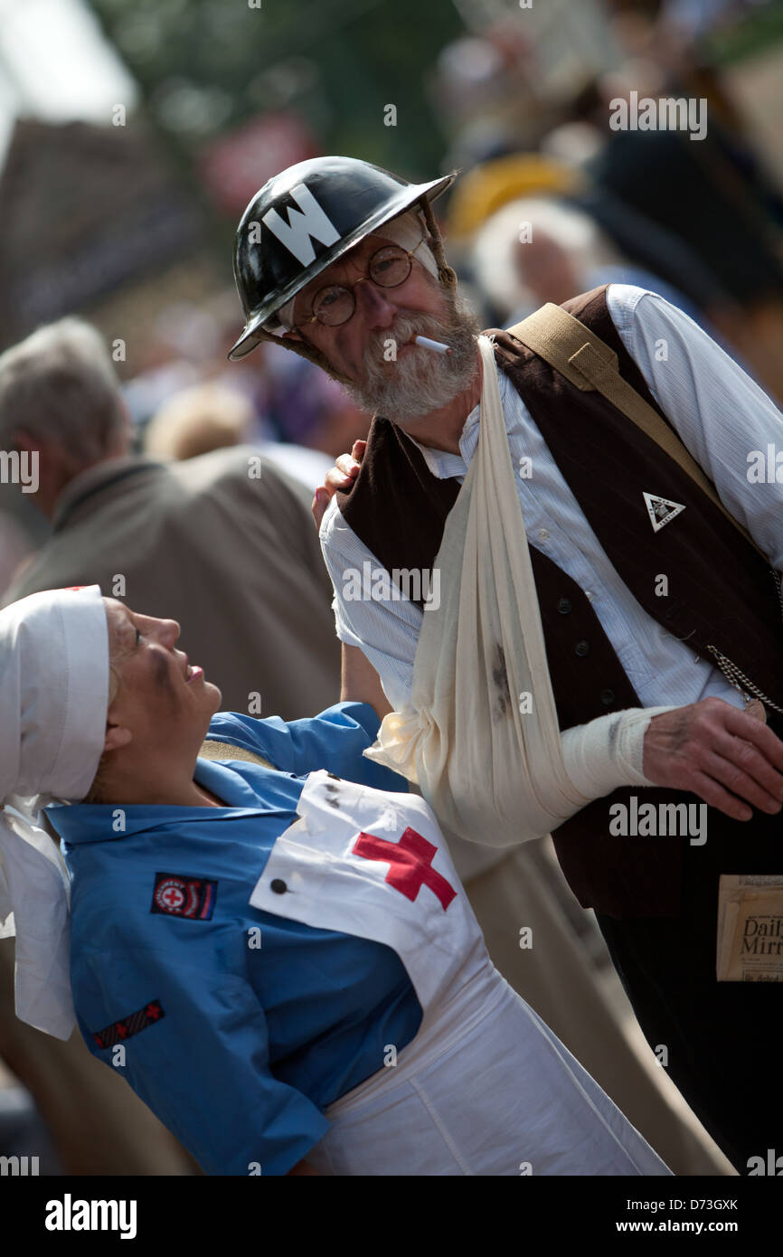 Enthusiasts in period costume at 1940's military reenactment at ...