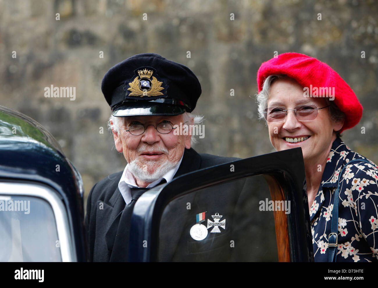 Enthusiasts in period costume at 1940's military reenactment at ...