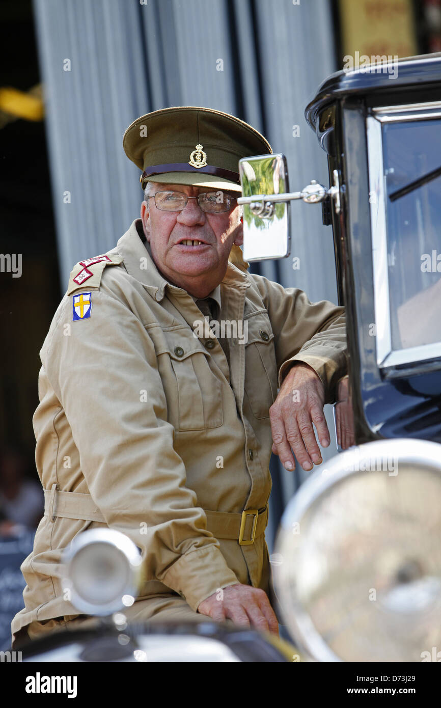 Enthusiasts in period costume at 1940's military reenactment at ...