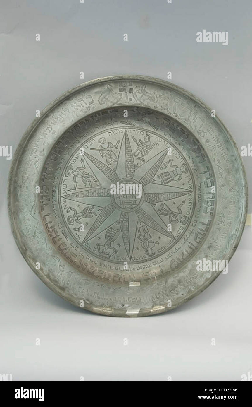 A Passover plate, an essential Jewish ceremonial object used during the ...