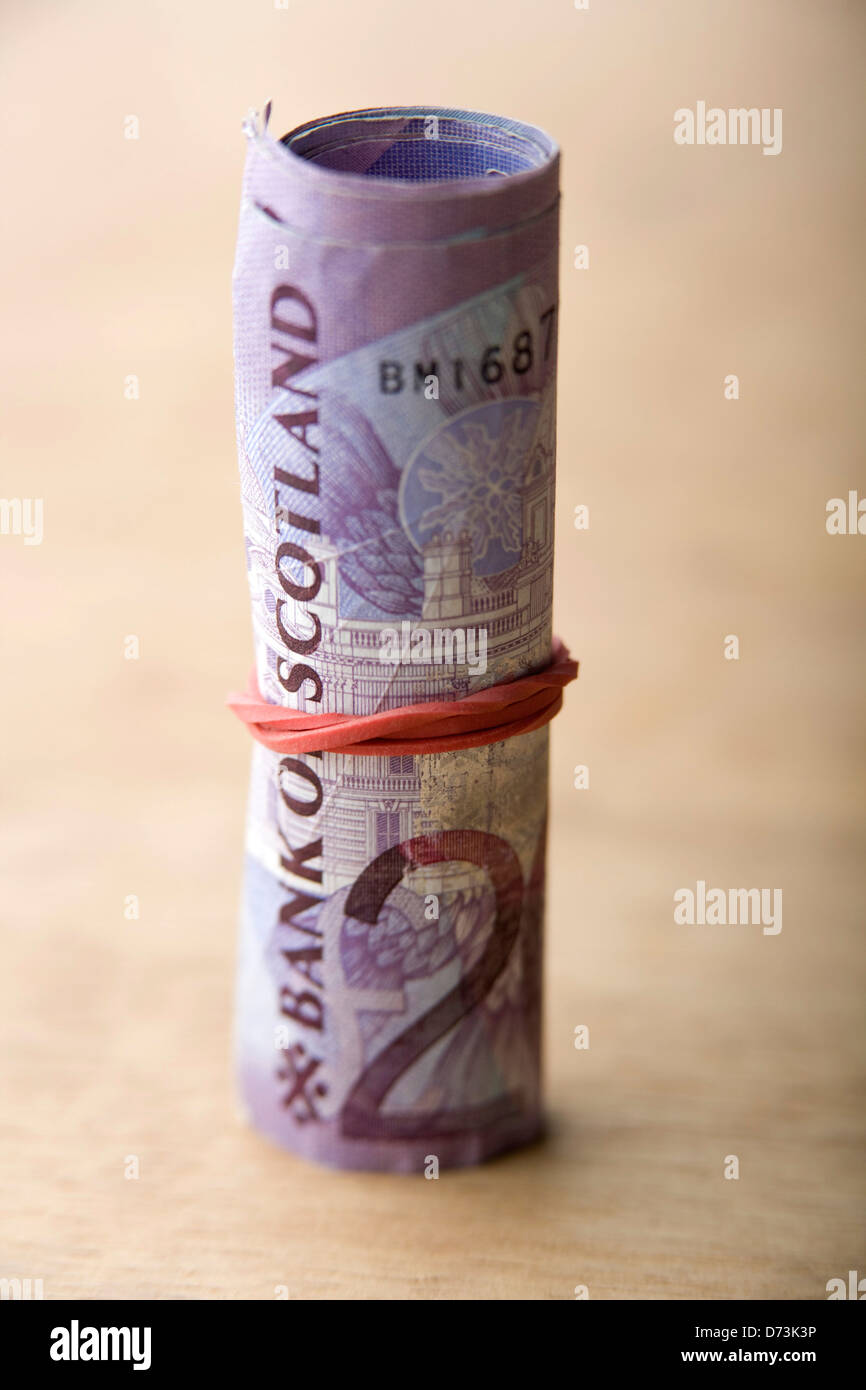 A roll of Scottish paper Currency Stock Photo - Alamy