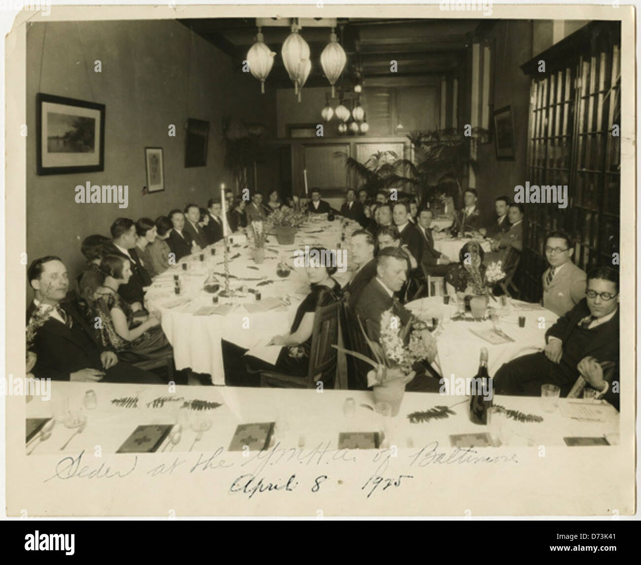 A 1925 photograph of a Passover Seder at the Young Men's Hebrew ...