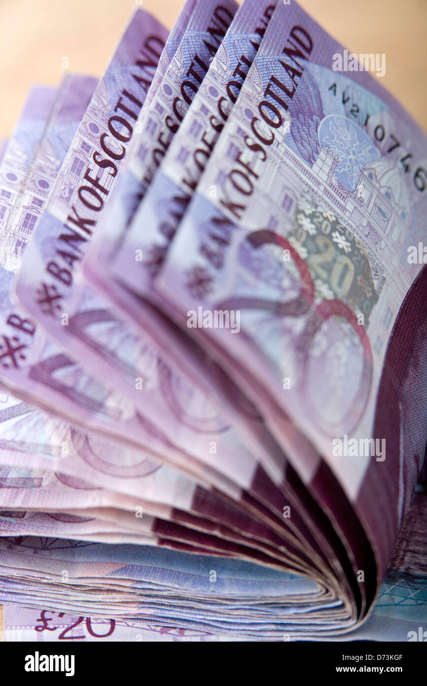 A pile of Scottish paper Currency Stock Photo - Alamy