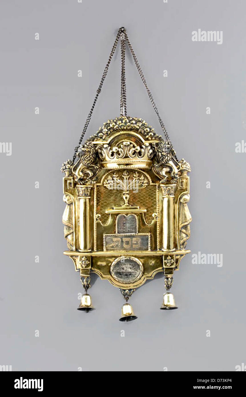 A Torah shield, a ceremonial object used in Jewish religious rituals ...