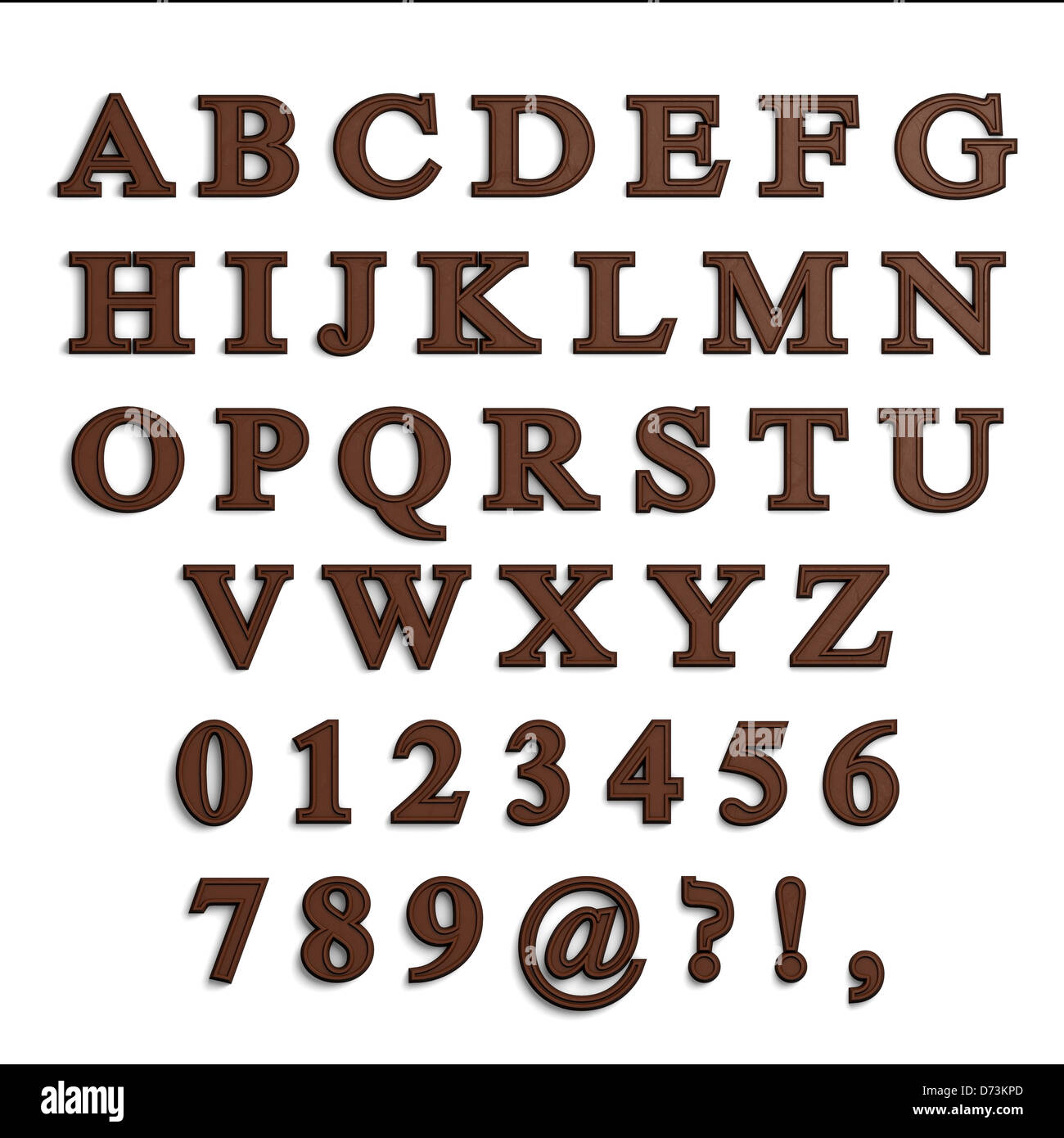 The alphabet in all caps chocolate letters Stock Photo - Alamy