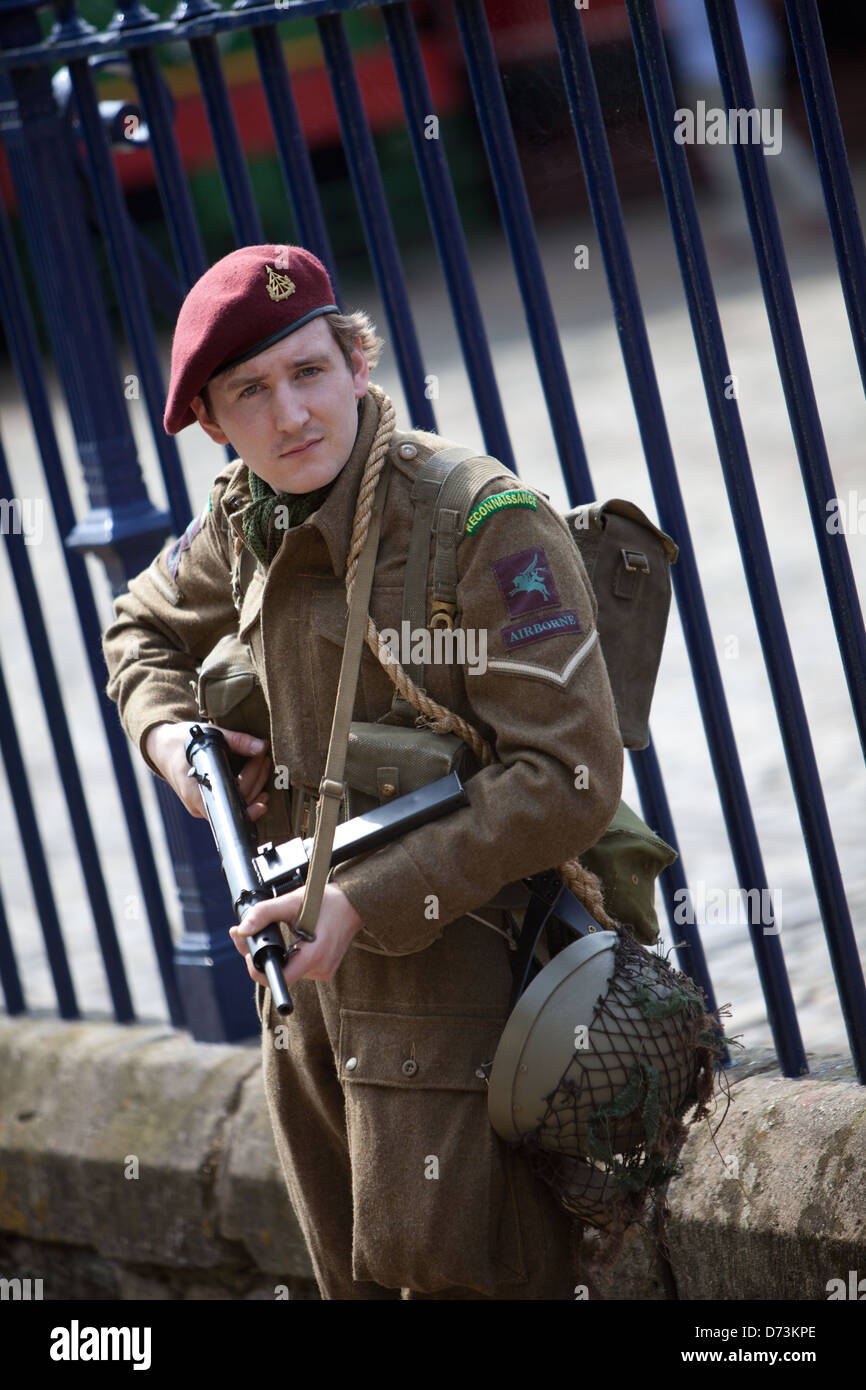 Enthusiasts in period costume at 1940's military reenactment at ...