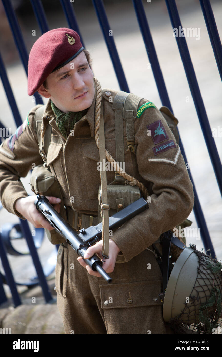 Enthusiasts in period costume at 1940's military reenactment at ...