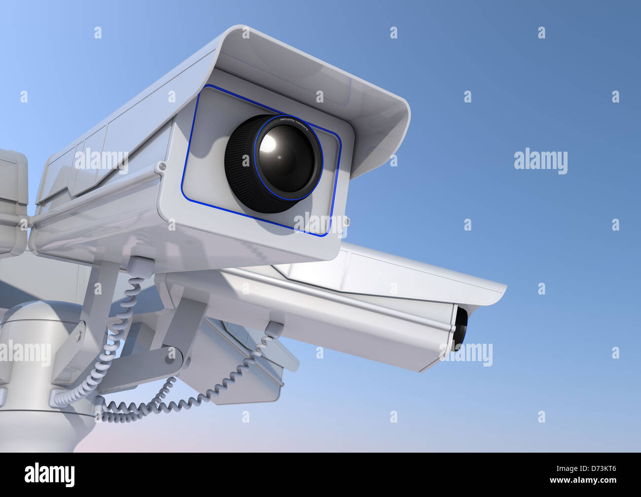 3d render of 6 security cameras on a pole close up Stock Photo - Alamy