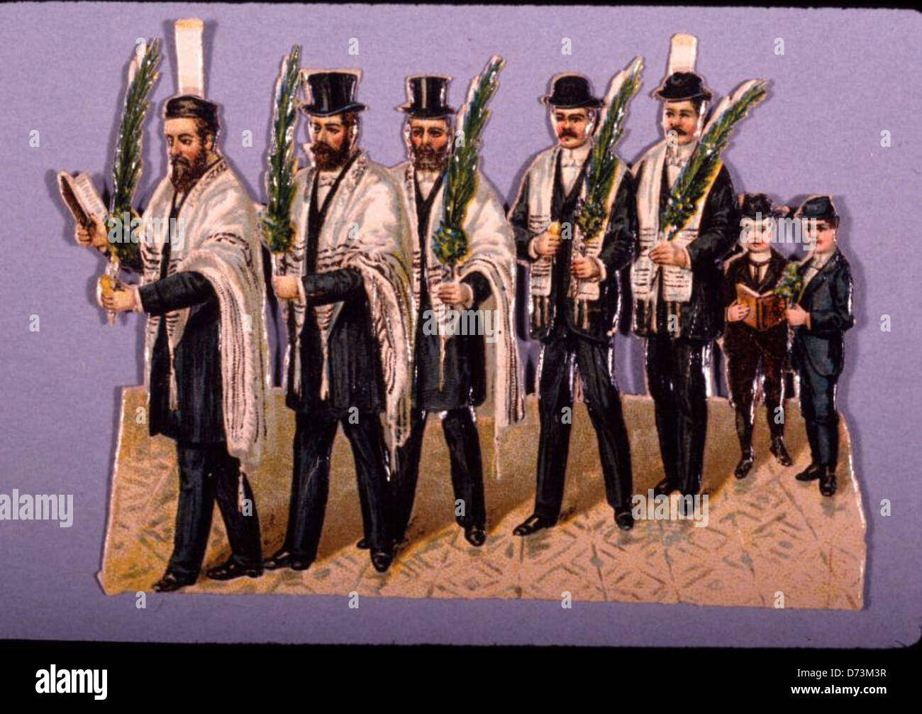 A photograph of a Sukkot procession, a Jewish religious observance ...