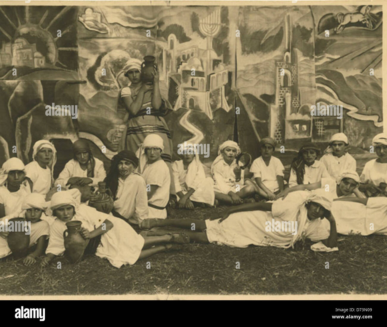 A depiction of the Feast of the Bikurim, an agricultural festival ...