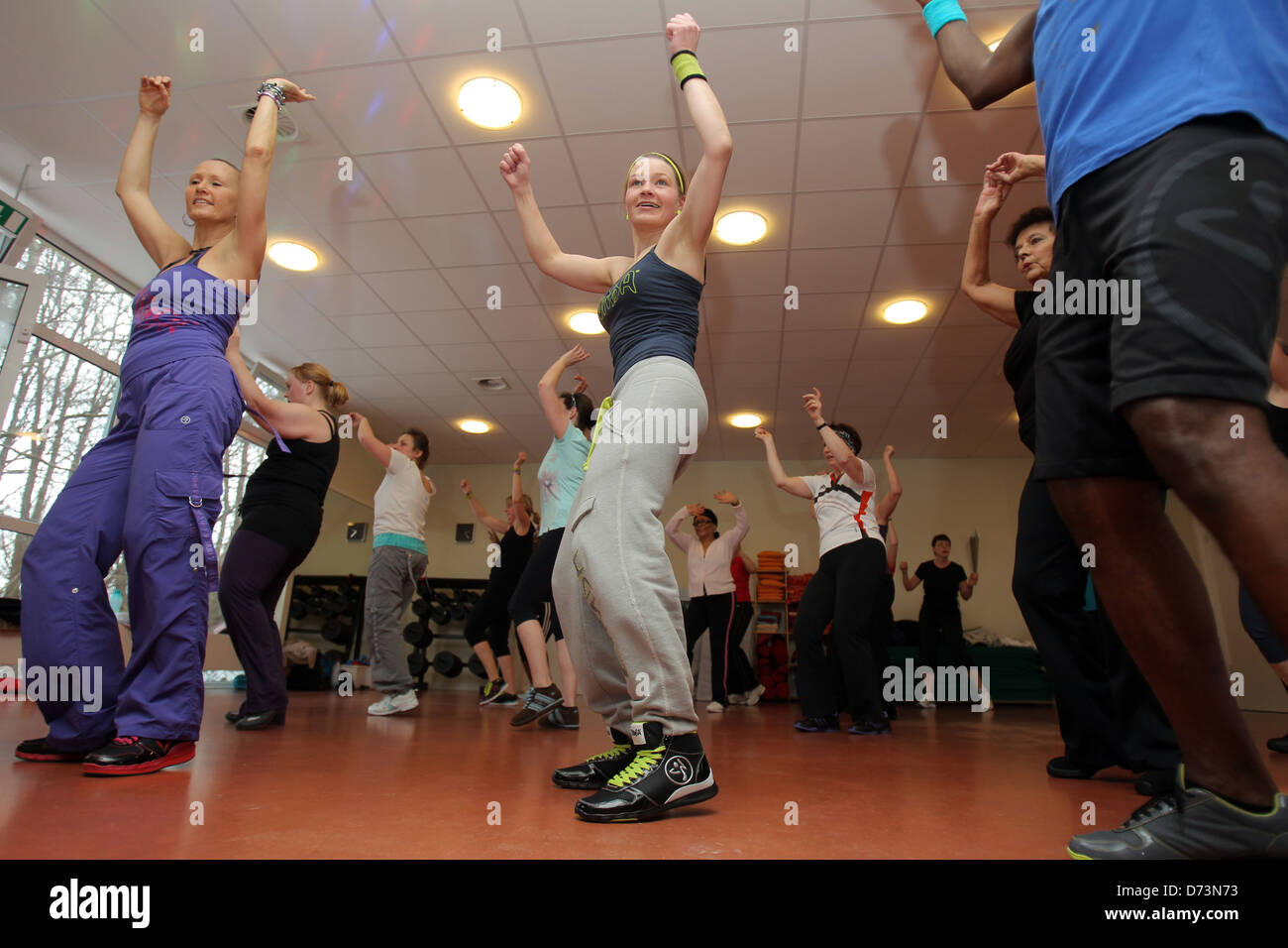 Flensburg, Germany, Zumba class at a gym Stock Photo - Alamy