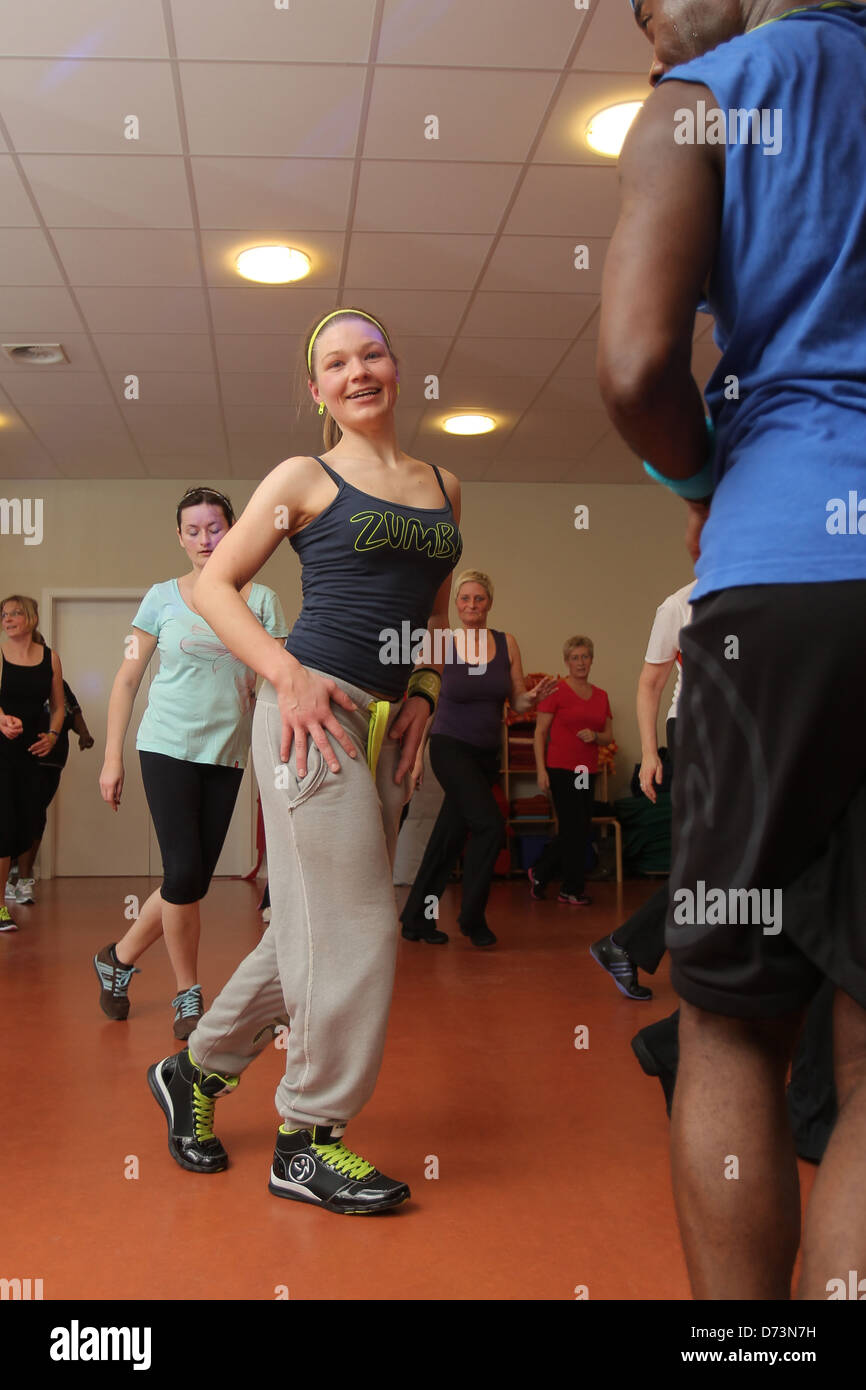 Flensburg, Germany, Zumba class at a gym Stock Photo - Alamy