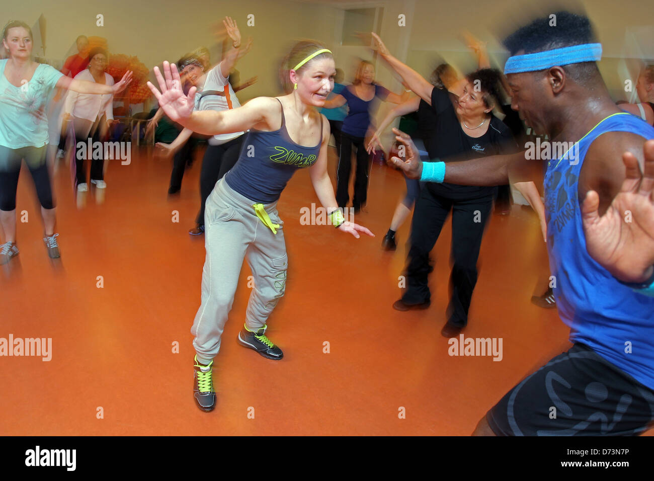 Flensburg, Germany, Zumba class at a gym Stock Photo - Alamy