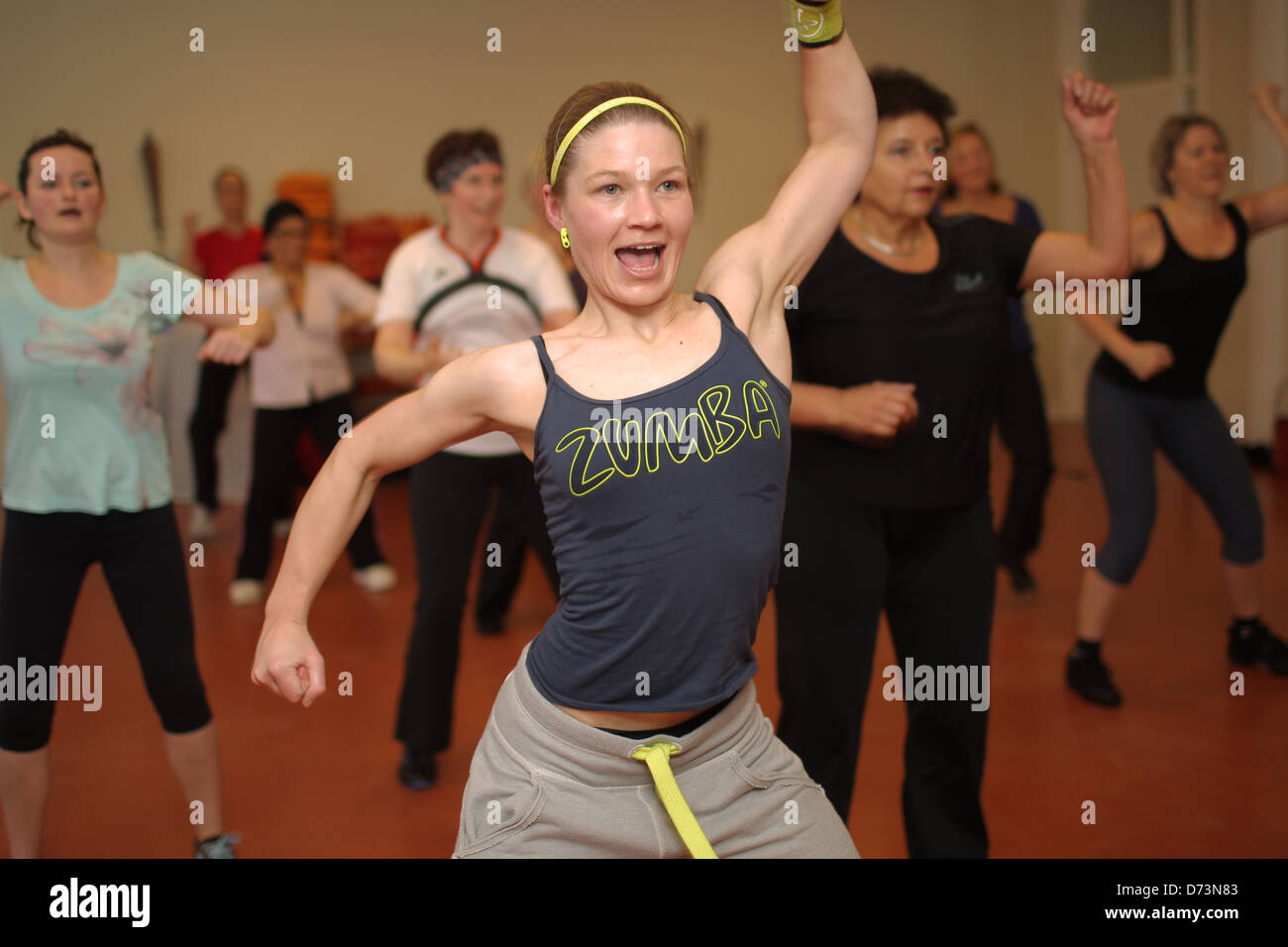 Flensburg, Germany, Zumba class at a gym Stock Photo - Alamy