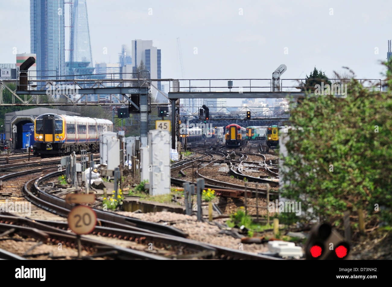 Looking towards London from Clapham Junction railway station at the ...