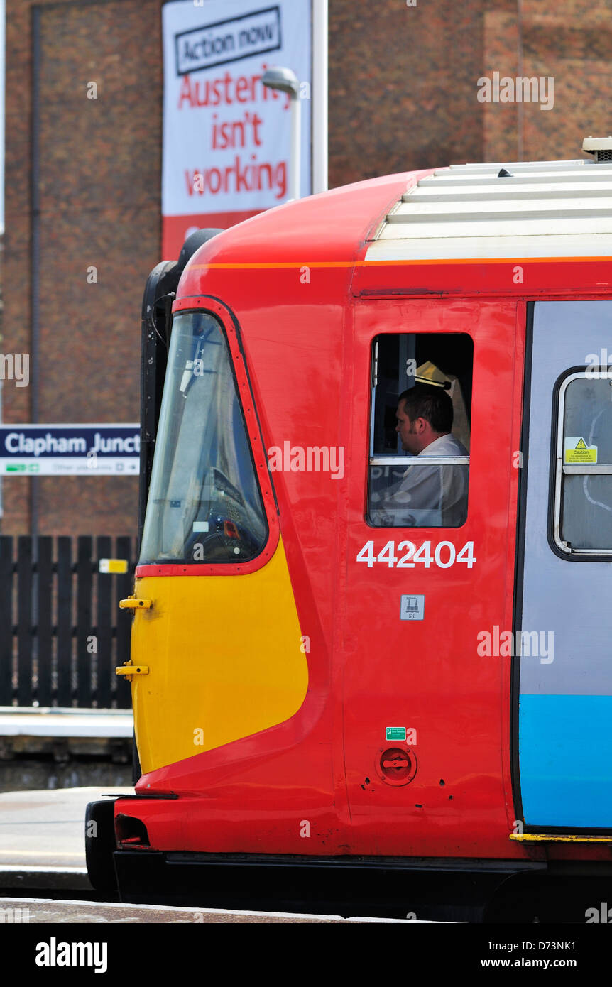 Train driver of Southwest trains sitting in his cab waiting to leave ...
