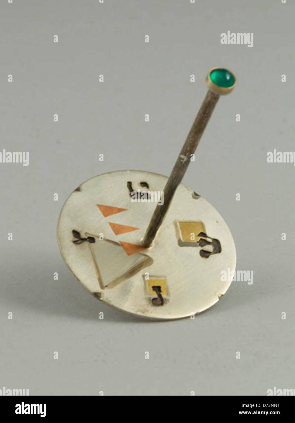 A Hanukkah top, also known as a dreidel, displayed as part of a ...